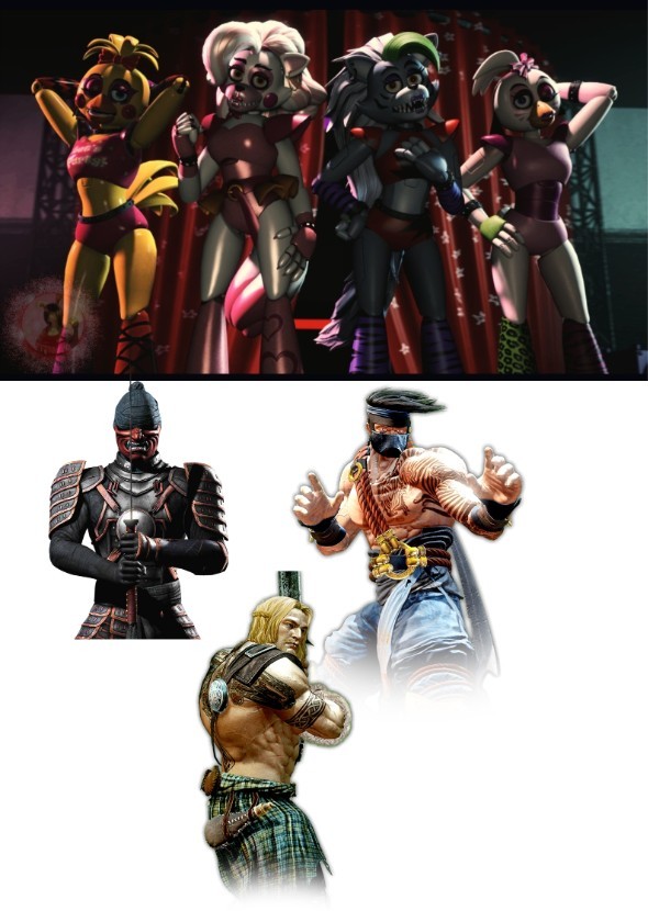 4 humanised glamrock girls, Kenshi, Jago, and Tusk's sword training ...