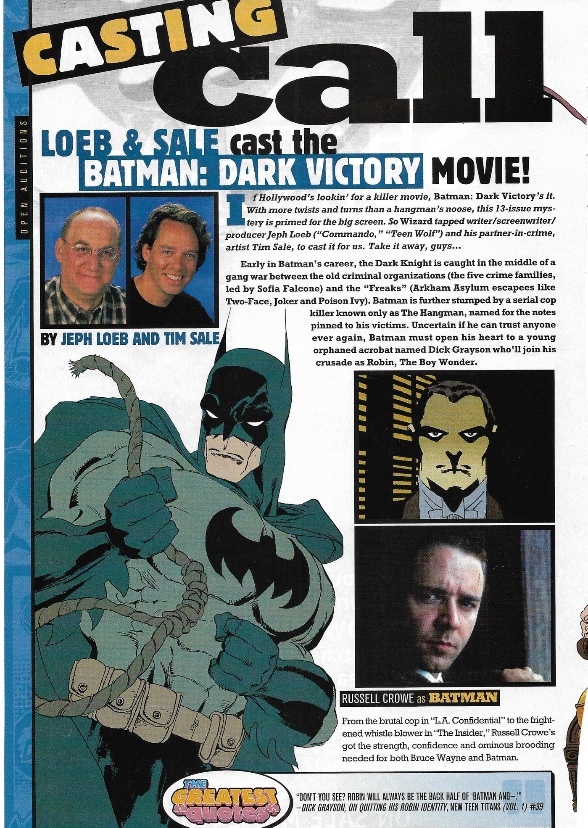Casting Call Jeph Loeb And Tim Sale‘s Batman Dark Victory Fan