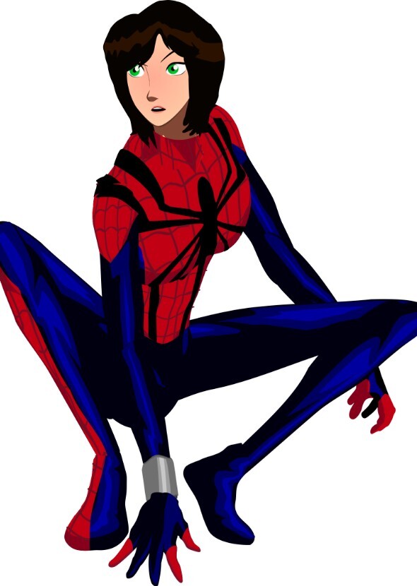 Emma Stone as spider girl mayday Parker animation style beyond the ...