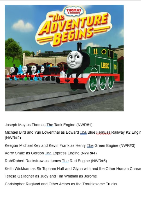 Thomas & Friends: The Adventure Begins RWS/TVS (US DUB) Fan Casting on ...
